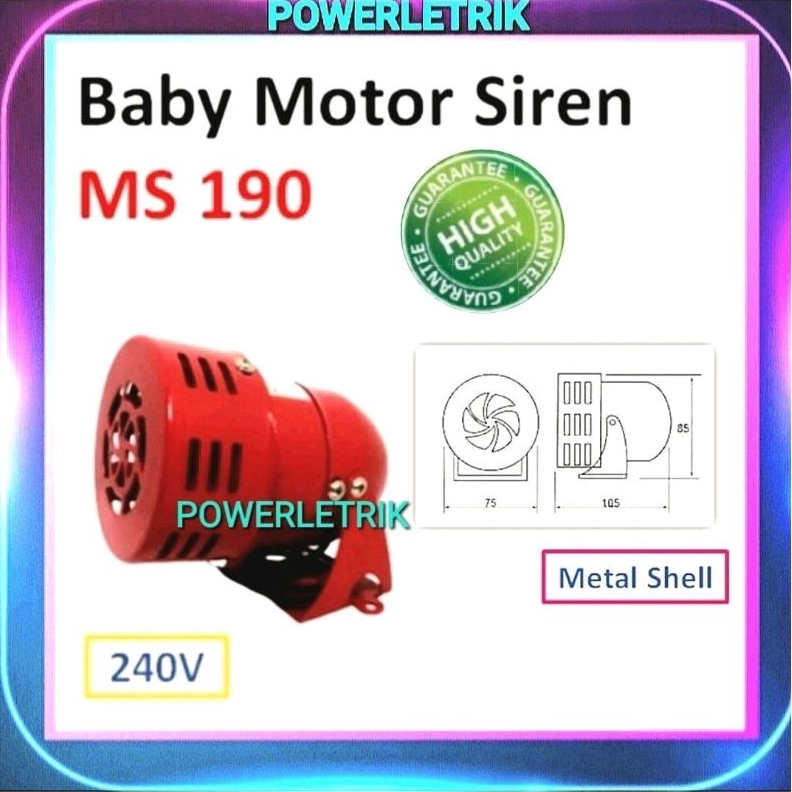 💗READY STOCK💗MS-190 3-INCH AC220-240V BABY MOTOR SIREN/ MS190 3” MINI ...