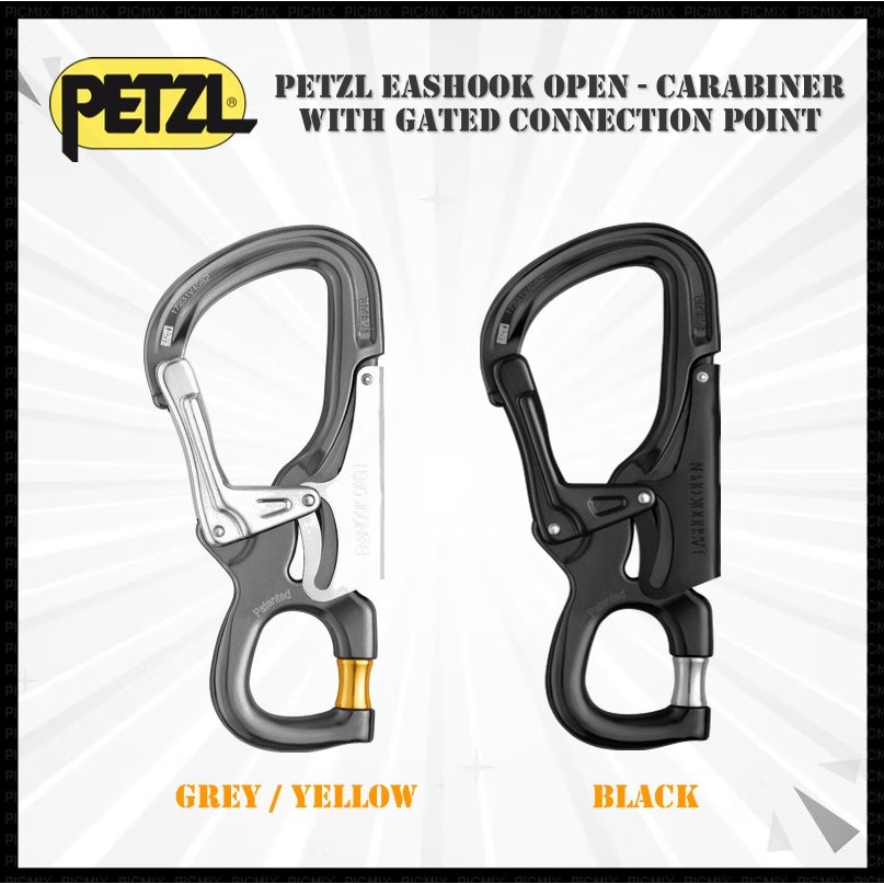 Petzl Eashook Open - Carabiner with Gated Conn. Point for Double ...