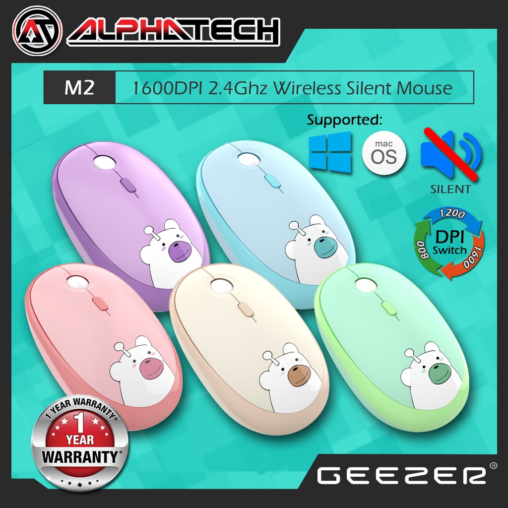 (1 Year Warranty) Geezer M2 1600 DPI 2.4Ghz Wireless Silent Mouse ...