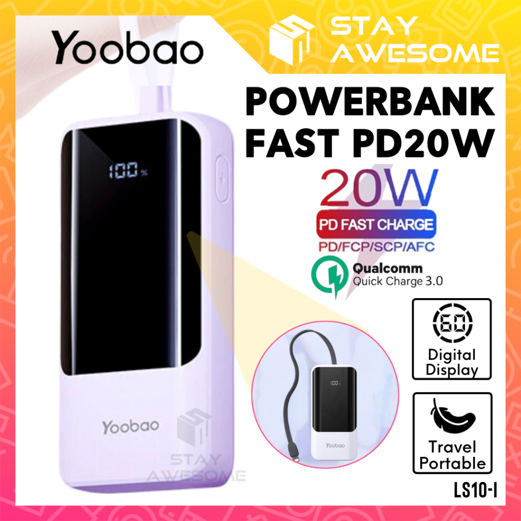 YOOBAO Digital Display Powerbank Fast Charging 10000mAh With Built In ...