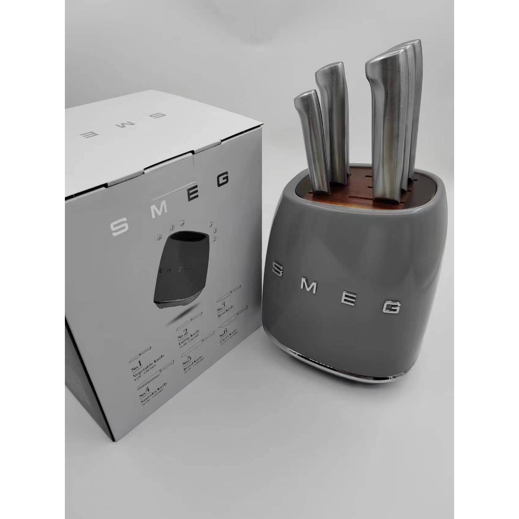 💛SMEG Knife Holder Set Smag Vintage Stainless Steel Kitchen Knife Home ...
