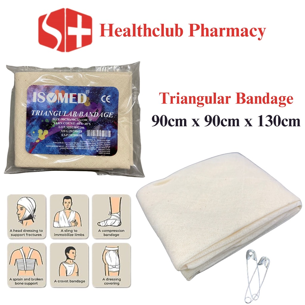 ISOMED Triangular Bandage (MDA Approved) 90cmx90cmx130cm, Triangle Bandage, Kain Anduh | Shopee ...