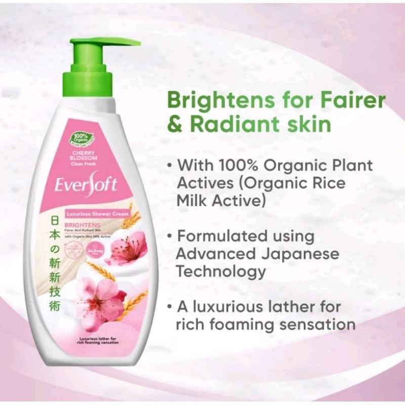 Eversoft Cherry Blossom Luxurious Shower Cream (650g) | Shopee Malaysia
