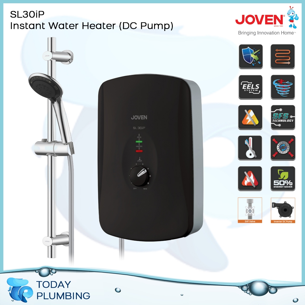 Joven SL Series SL30iP Instant Water Heater c/w Hand Shower and Sliding ...