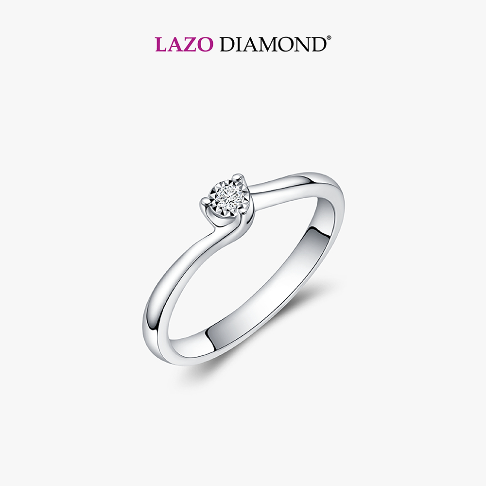 LAZO DIAMOND Three Prong Miracle Set Diamond Ring in 9k White Gold ...