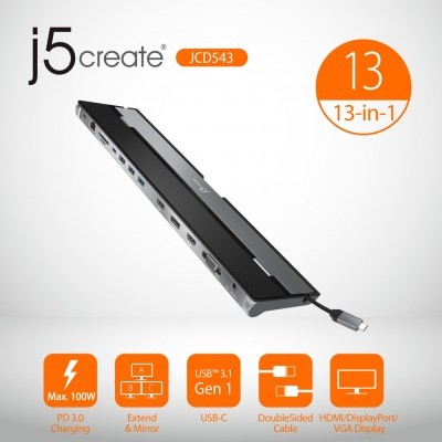 Hotdeal J5Create JCD543 USB-C™ Triple Display Docking Station - HDMI ...