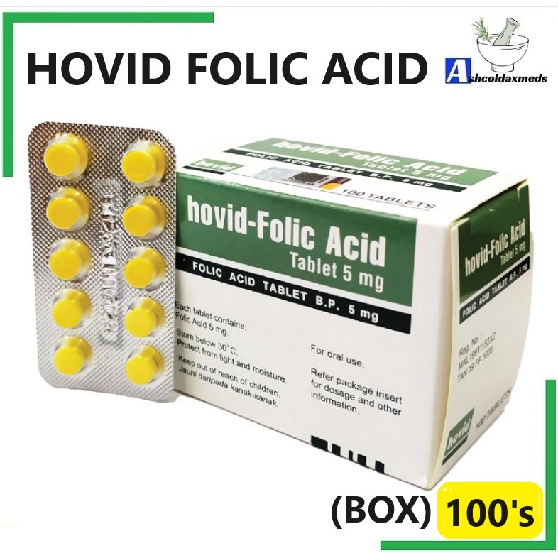 (BOX) Hovid Folic Acid 5mg 10SX10 (Ibu mengandung/tambah darah) EXP12 ...