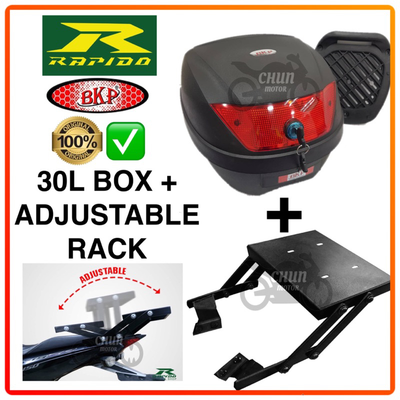 BKP BOX+RAPIDO ADJUSTABLE RACK 1 SET FOR Yamaha Y15zr/YSUKU 135LC LAGENDA115FI Honda RS150 EX5 ...