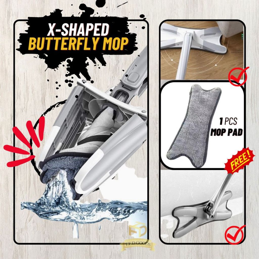 360°X Shape Hand Free Lazy Mop X-Shape Self-Twisting Lazy Mop with ...