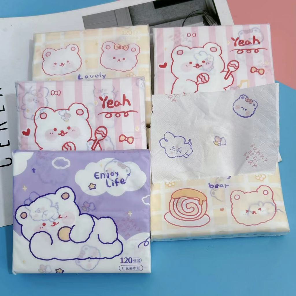𝗝𝘀 𝗦𝗲𝗹𝗳𝗰𝗮𝗿𝗲 Cartoon Tissue Cute printed 40pcs/package 3ply bear tisu 卡通 ...