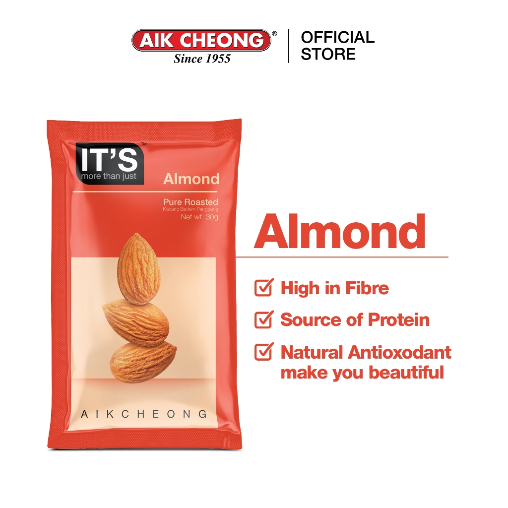 Aik Cheong IT'S Pure Roasted Nuts 30g - Almond | Shopee Malaysia