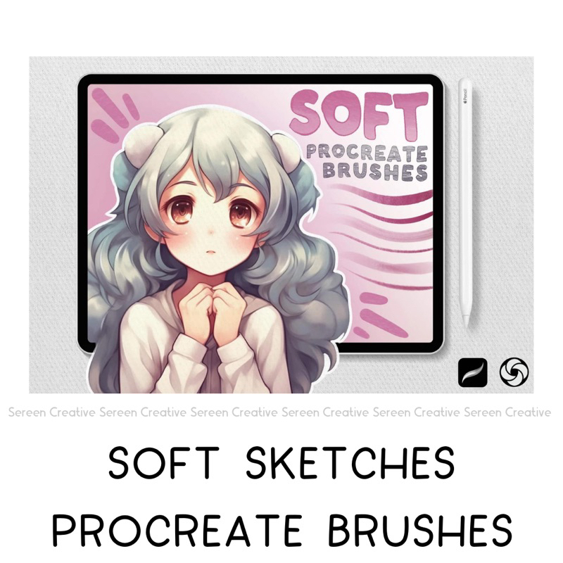 P775 Soft Sketches Brushes by Easy Procreate For Soft Anime Style ...