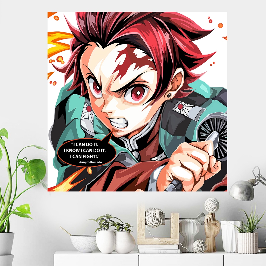 Demon Slayer Tanjiro Frame Size 10x10 Inch Wall Decoration | Shopee ...