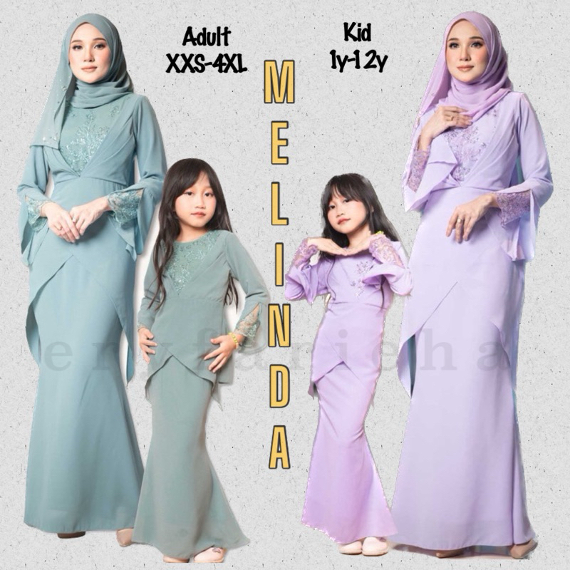 🆕[CRODA] MELINDA KURUNG baju raya chiffon lace sedondon ibu anak ...