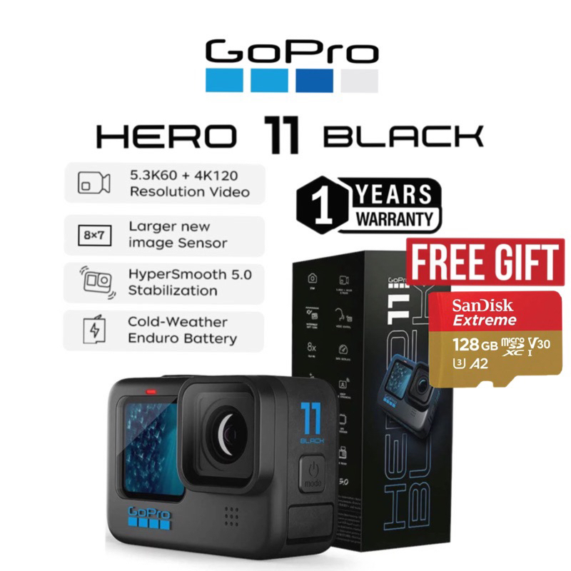 (GOPRO MALAYSIA OFFICIAL WARRANTY)GOPRO HERO 11 BLACK 27MP 5.3K60FPS/4K120FPS/2.7K240FPS (1 ...