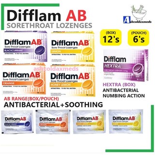 DIFFLAM AB Sore Throat Lozenges ORANGE/BLACKCURRANT/LEMON /HEXTRA/HONEY ...