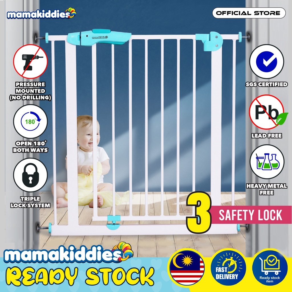 🔥FREE Gift 🔥 Mamakiddies 3 Safety Lock Pagar Baby Safety Gate 75CM Baby ...