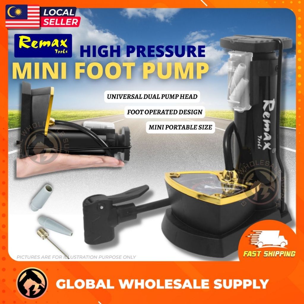 [READY STOCK] REMAX High Pressure Mini Foot Pump Pam Tayar Kereta ...