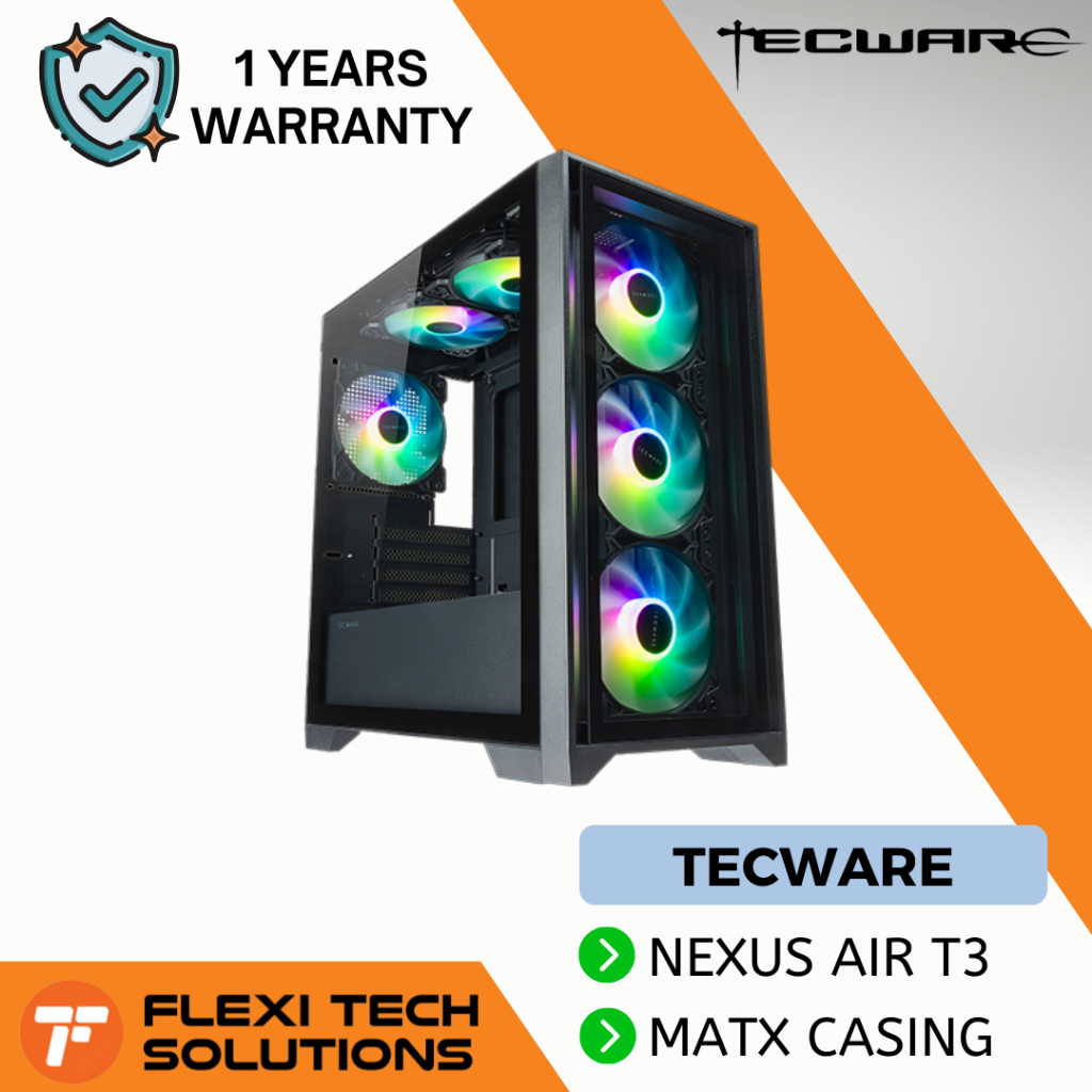 Flexi Tech TECWARE Nexus Air T3 ARGB MATX Case - Black | Shopee Malaysia