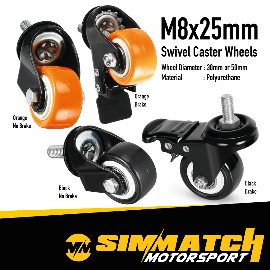 UXCELL Swivel Caster Wheels PU 360 Degree Threaded Stem Caster Wheel M8 ...