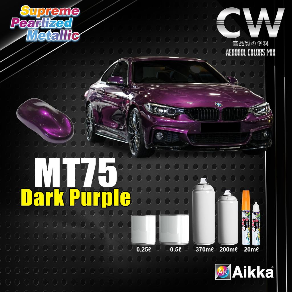 2K Paint 【 AIKKA MT75 Dark Purple 】 SUPREME PEARLIZED METALLIC Color Car Motor Paint DIY Aerosol ...