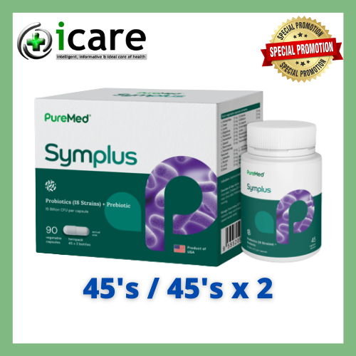 PUREMED SYMPLUS PREBIOTICS & PROBIOTICS 45'S / 45'S X 2 ( EXP DATE : 02 ...