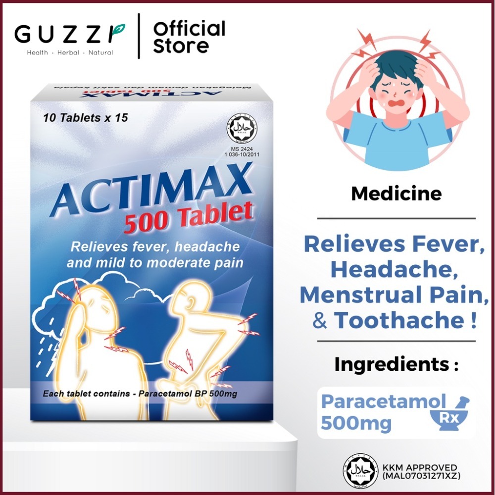 ACTIMAX Paracetamol 500mg Tablet (10's x 1) - For Fever & Pain | Shopee ...