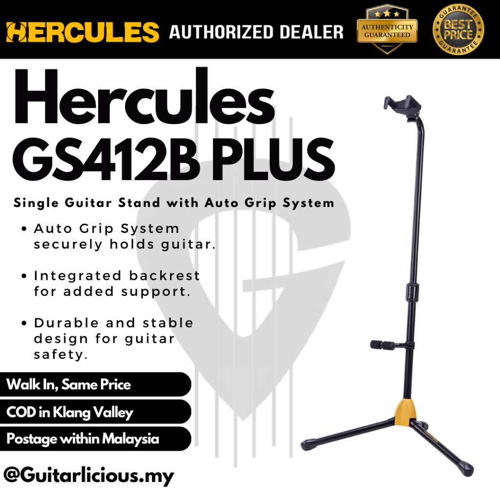 Hercules GS412B PLUS Auto Grip System (AGS) Single Guitar Stand with ...