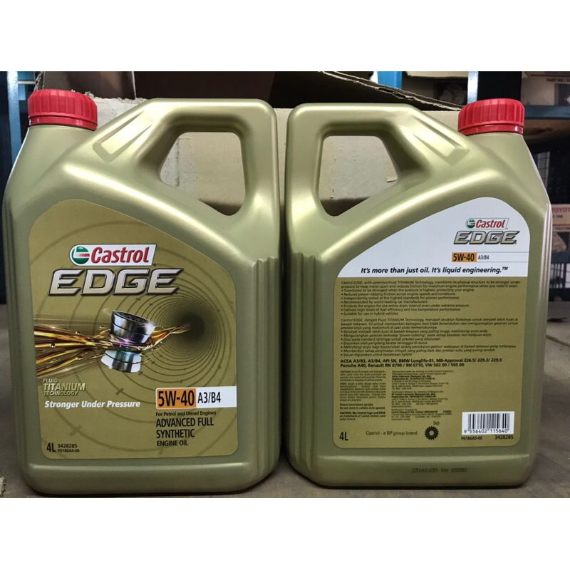 Castrol EDGE 5W-40 SN Engine Oils for Petrol and Diesel Cars (4L ...