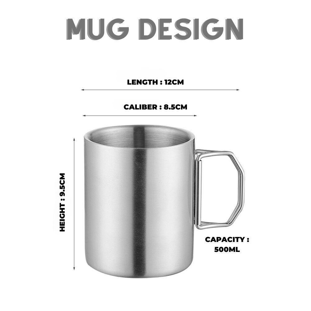 500ml SUS304 Camping Cup Foldable Handle Camping Mug For Hot Water ...