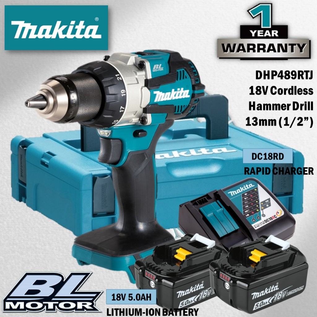 MAKITA DHP489Z / DHP489RTJ 18V Cordless Hammer Driver Drill 13MM (1/2") | Shopee Malaysia