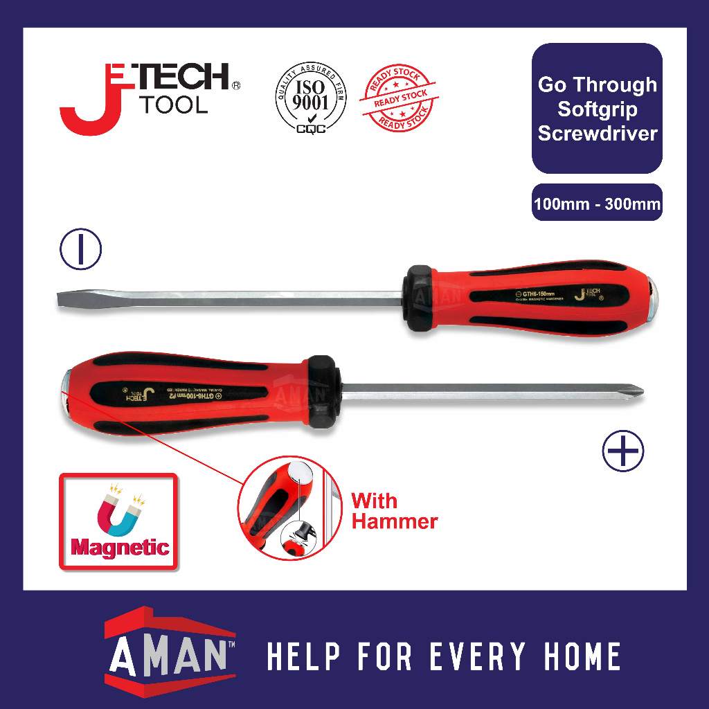 JETECH Magnetic Hammer Screwdriver Thru Tang Screwdriver Go Through ...
