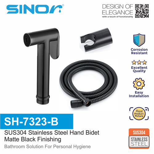 SUS304 MATT BLACK STAINLESS STEEL BATHROOM HAND BIDET SET / SINOR SH ...