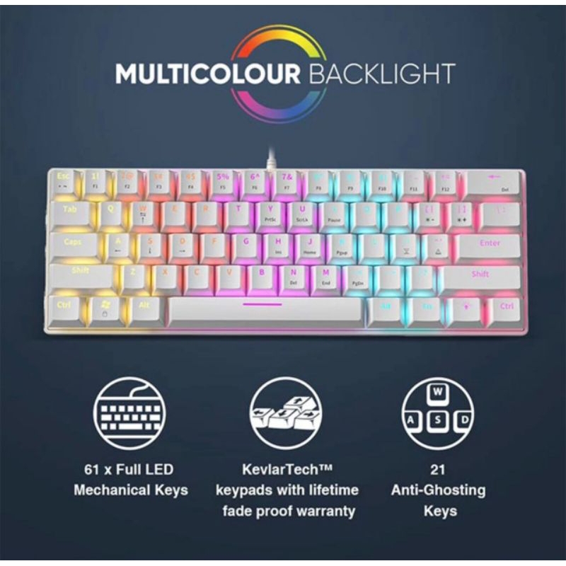 ARMAGGEDDON MKA 1C NEO MECHANICAL RGB GAMING KEYBOARD TKL BLACK BROWN ...