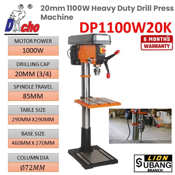 DACHO 20MM 1100W HEAVY DUTY DRILL PRESS MACHINE (HIGH TYPE) DP1100W20k ...