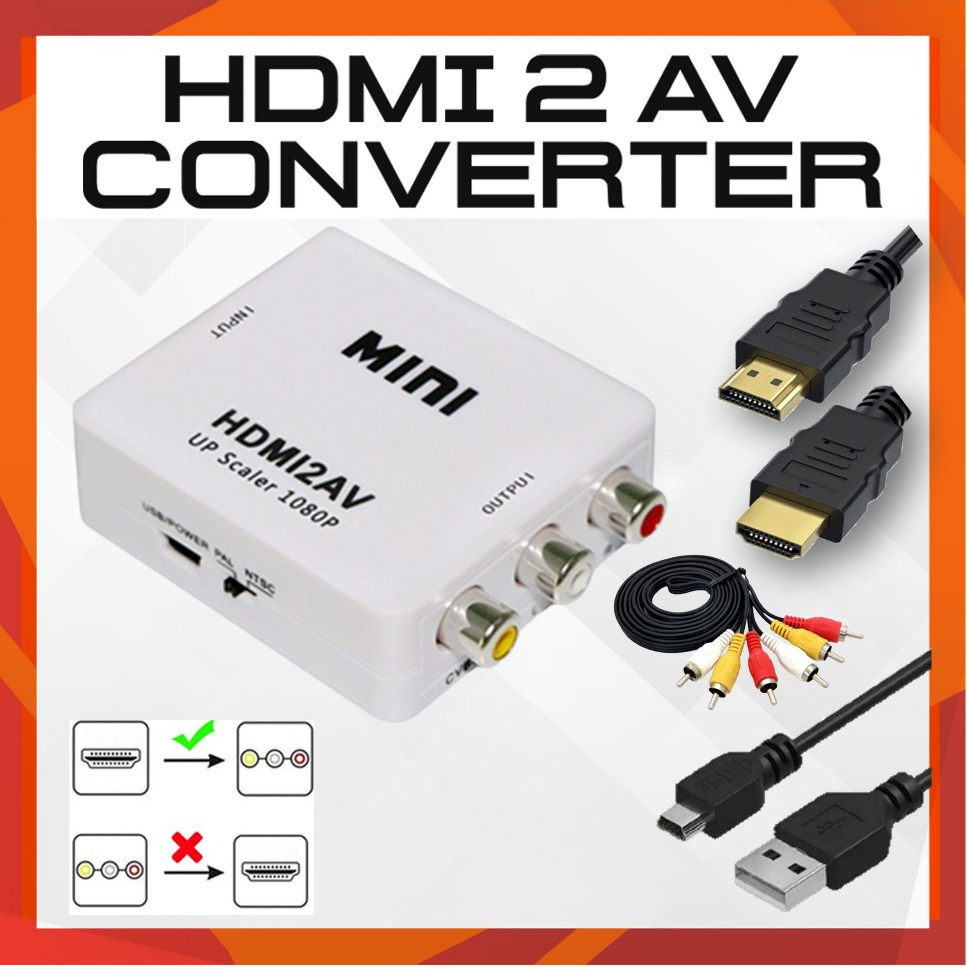 HDMI-compatible to AV Converter RCA L/R AV to VGA HDMI HDMI2AV Audio ...