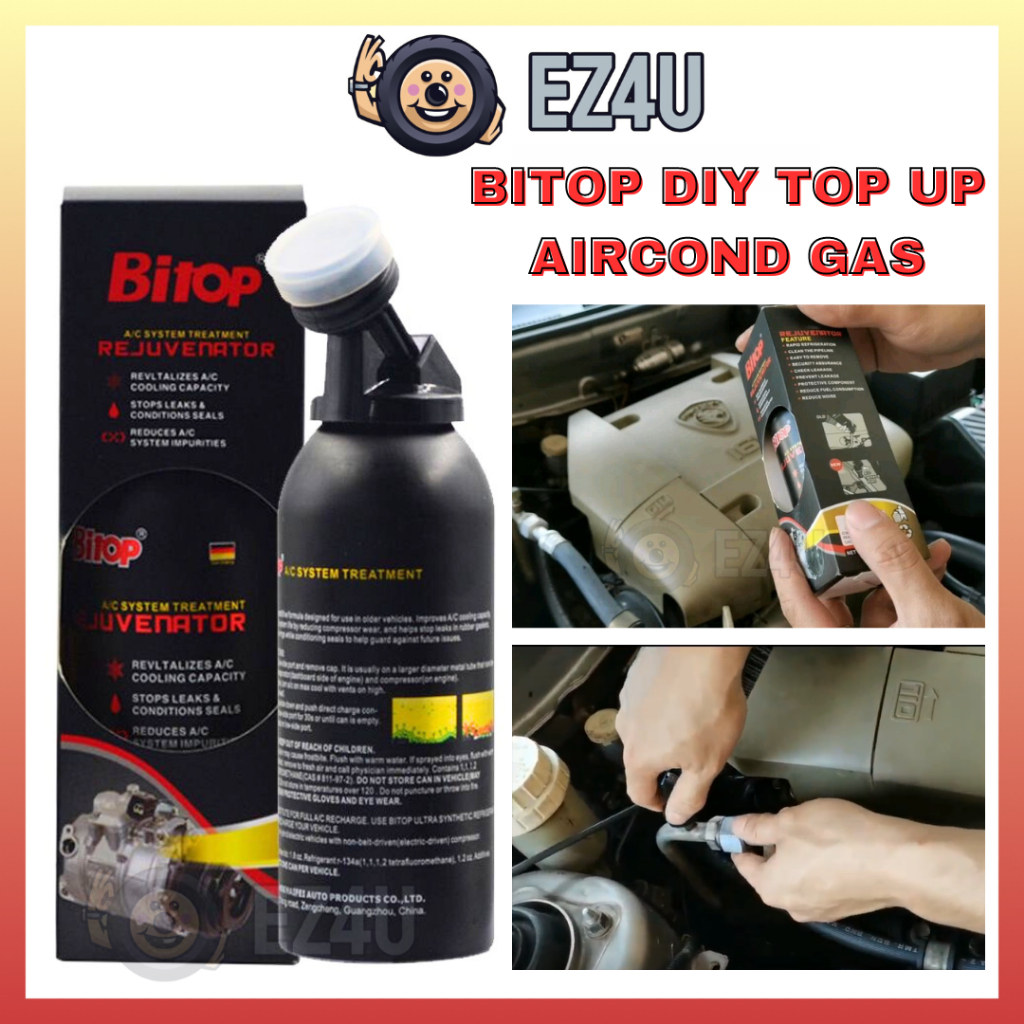 [EZ4U] BITOP DIY TOP UP STOP LEAK AC GAS + OIL TREATMENT CAR AIR COND ...