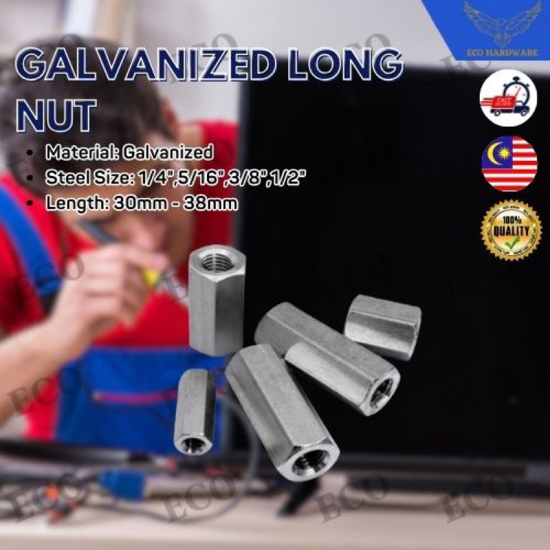 Galvanized High Tensile Hex Coupling Nut Long Nut Thread Rod Joint ...
