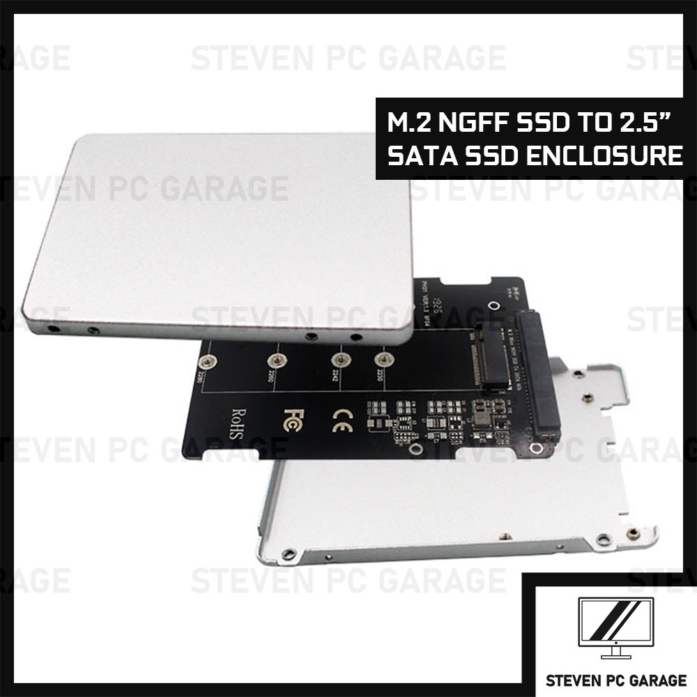 B+M key Socket M.2 NGFF SATA SSD to 2.5 Inch SATA Aluminium Adapter ...