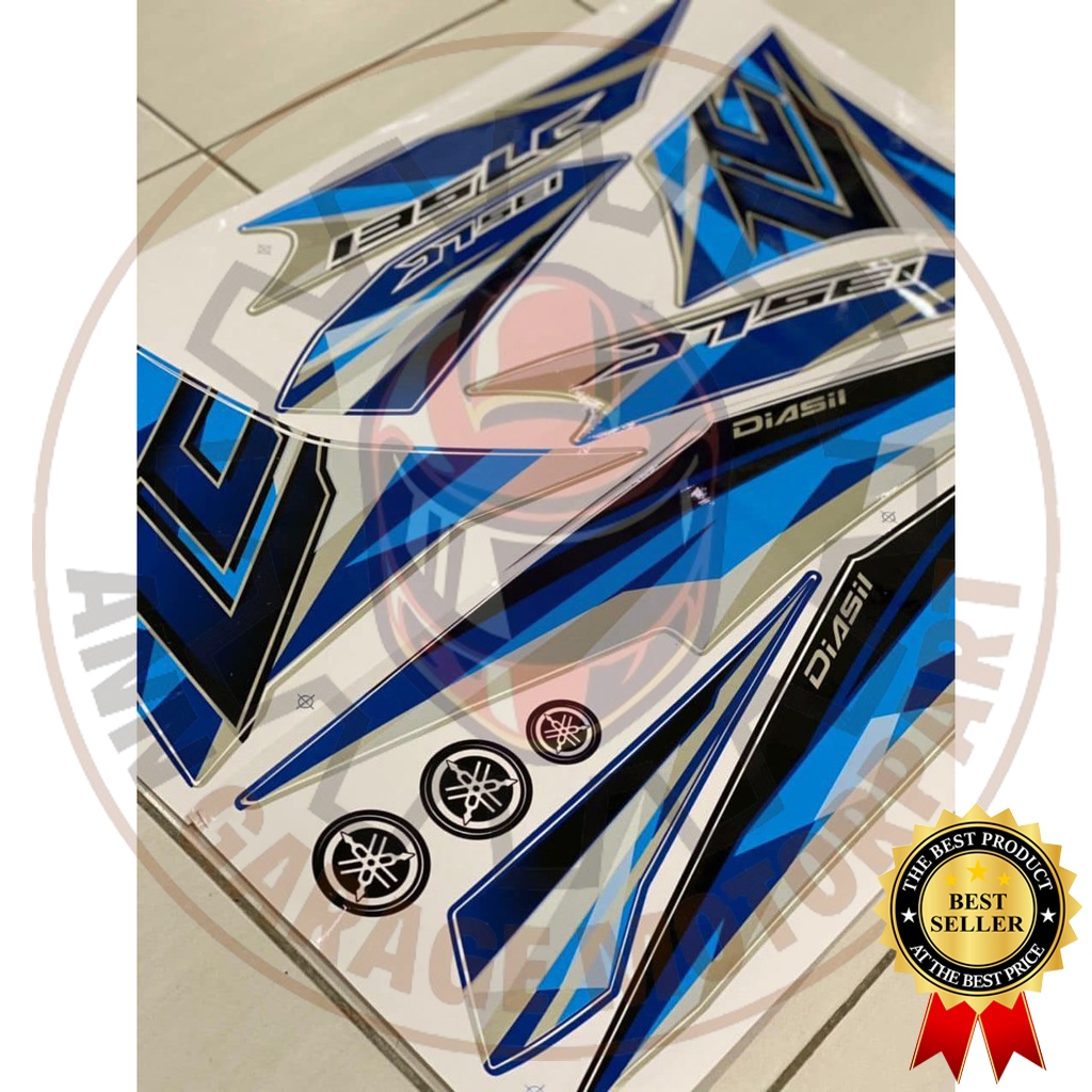 STICKER BODY SET COVERSET LC135 V4 STRIPE ORIGINAL MORITAKA BLUE SILVER YAMAHA ORIGINAL GRED ...