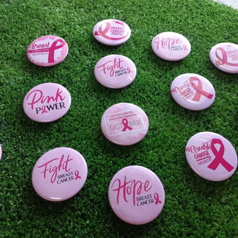 [Readystock] Pin Button Badge 44mm tema breast cancer awareness ...