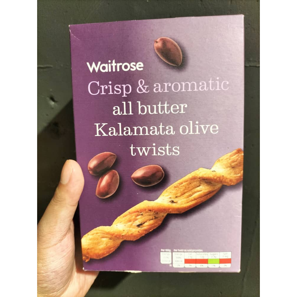 WAITROSE CRISP & AROMATIC & SAVOURY ALL BUTTER CHEDDER /KALAMATA OLIVE ...