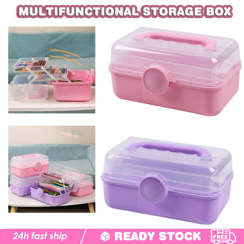 3 Layer Multipurpose Tool Storage Box With Handle Large Capacity Art ...