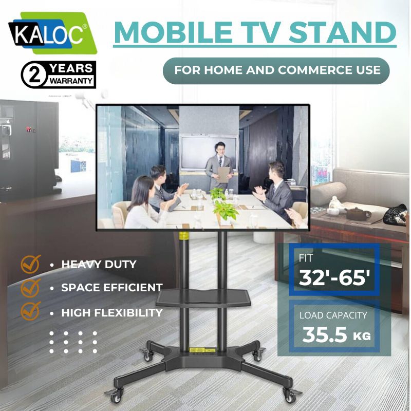 KALOC KLC-131A HEAVY DUTY Floor Mobile TV Stand 32"-65" Height ...