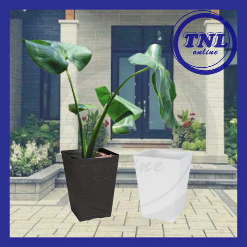 TNL FELTON 2511 17CM TALL SQUARE PLASTIC FLOWER POT PASU BUNGA PLASTIK ...