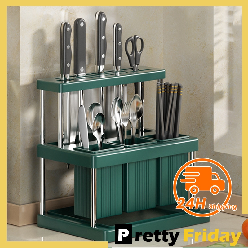 Kitchen Rack Cutlery Chopstick Drainer Holder Rak Pisau Rak Dapur ...