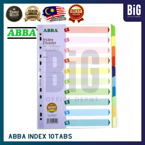 【READY STOCK | 100% QUALITY】ABBA INDEX DIVIDER 5 10 COLOR TABS | A-Z ...
