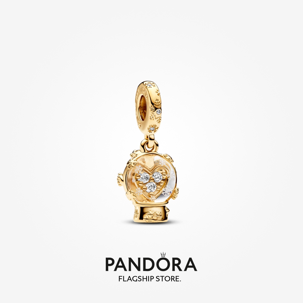 Pandora 14K Gold Plated Heart Snowflake Snow Globe Dangle Charm ...