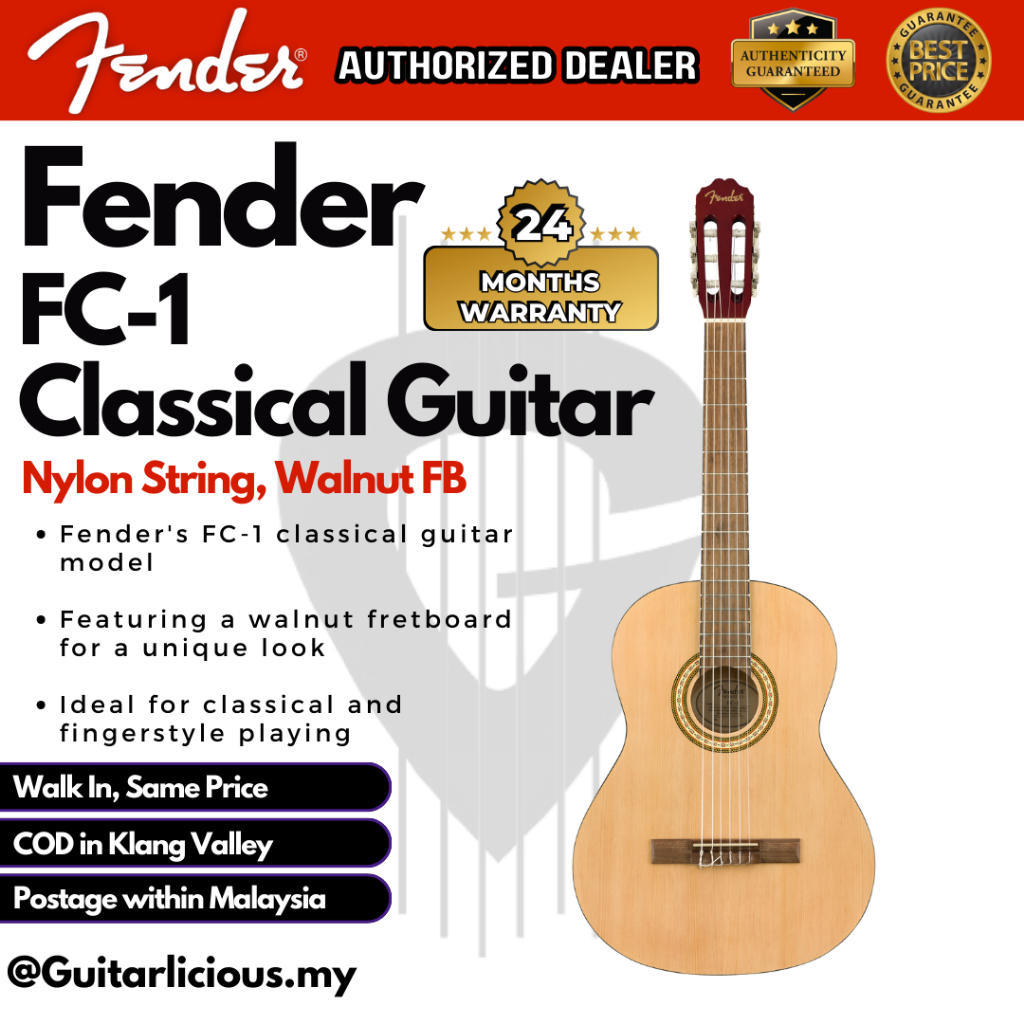 FREE SHIPPING - FENDER ( FC-1 / FC1 / FC 1 ) Nylon String Classical ...