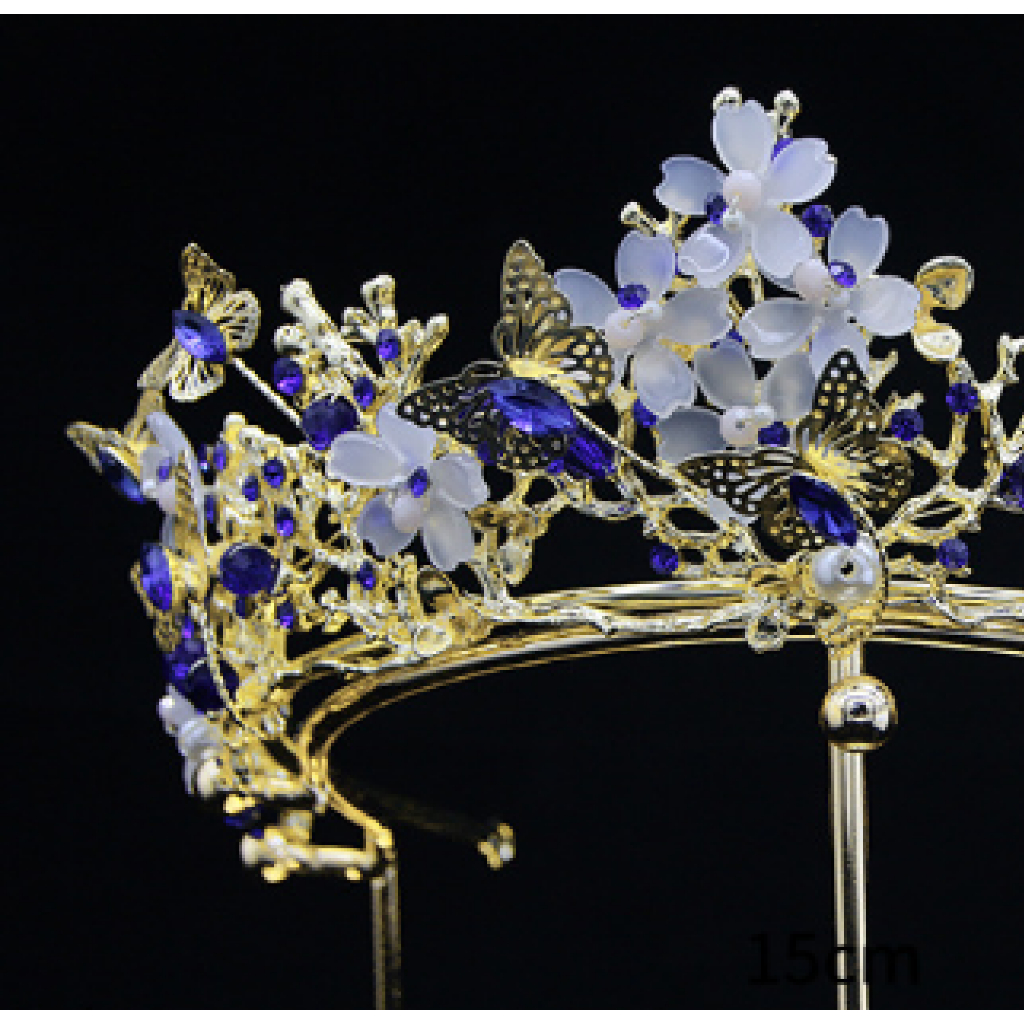 Bridal Head Crown Wedding With Purple Butterfly and Flower Design ...